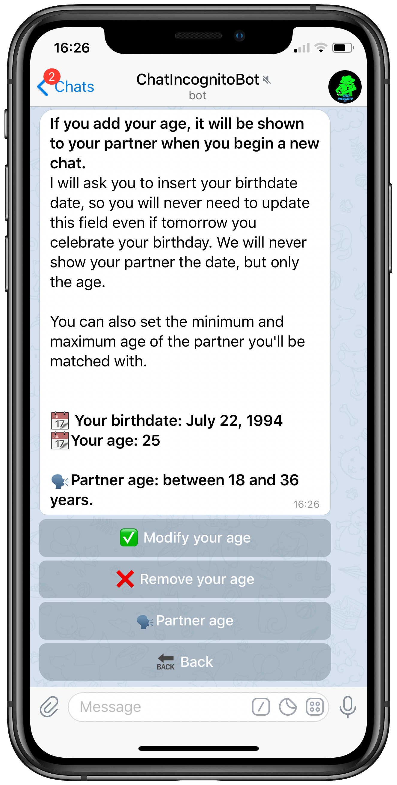 ChatIncognitoBot - anonymous chat on Telegram with girls and boys